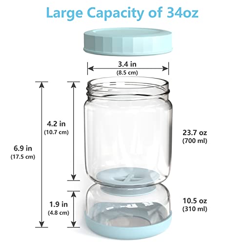 Luvan Glass Pickle Jar with Strainer Flip, 34oz Hourglass Airtight Pickle Container for Pickling, Fermenting, Canning and Storing, Leakproof Pickle Juice Separator Jar for Pickle, Olive and Jalapenos