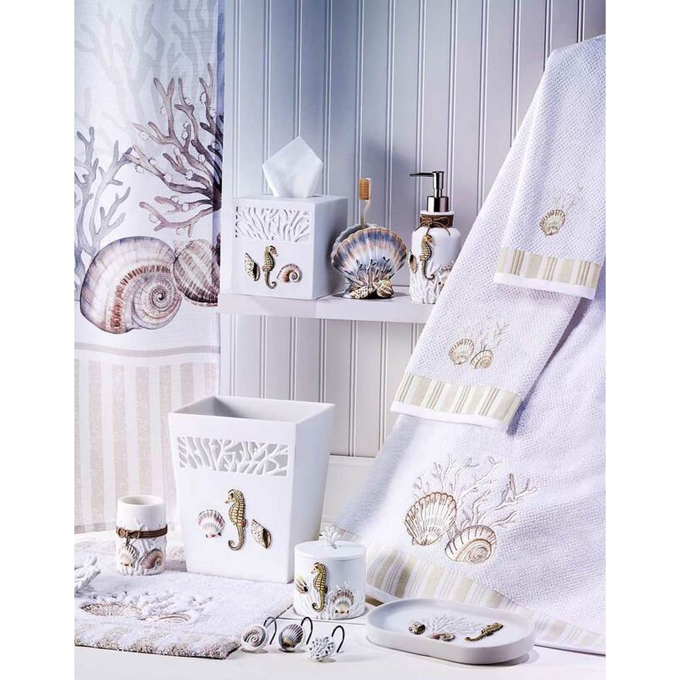 Avanti Linens - Soap Dispenser/Lotion Pump, Guest Bathroom Essentials, Sealife Home Decor (Destin Collection)