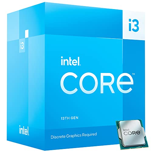 Intel Core i3-13100F Desktop Processor 4 cores (4 P-cores + 0 E-cores) 12MB Cache, up to 4.5 GHz