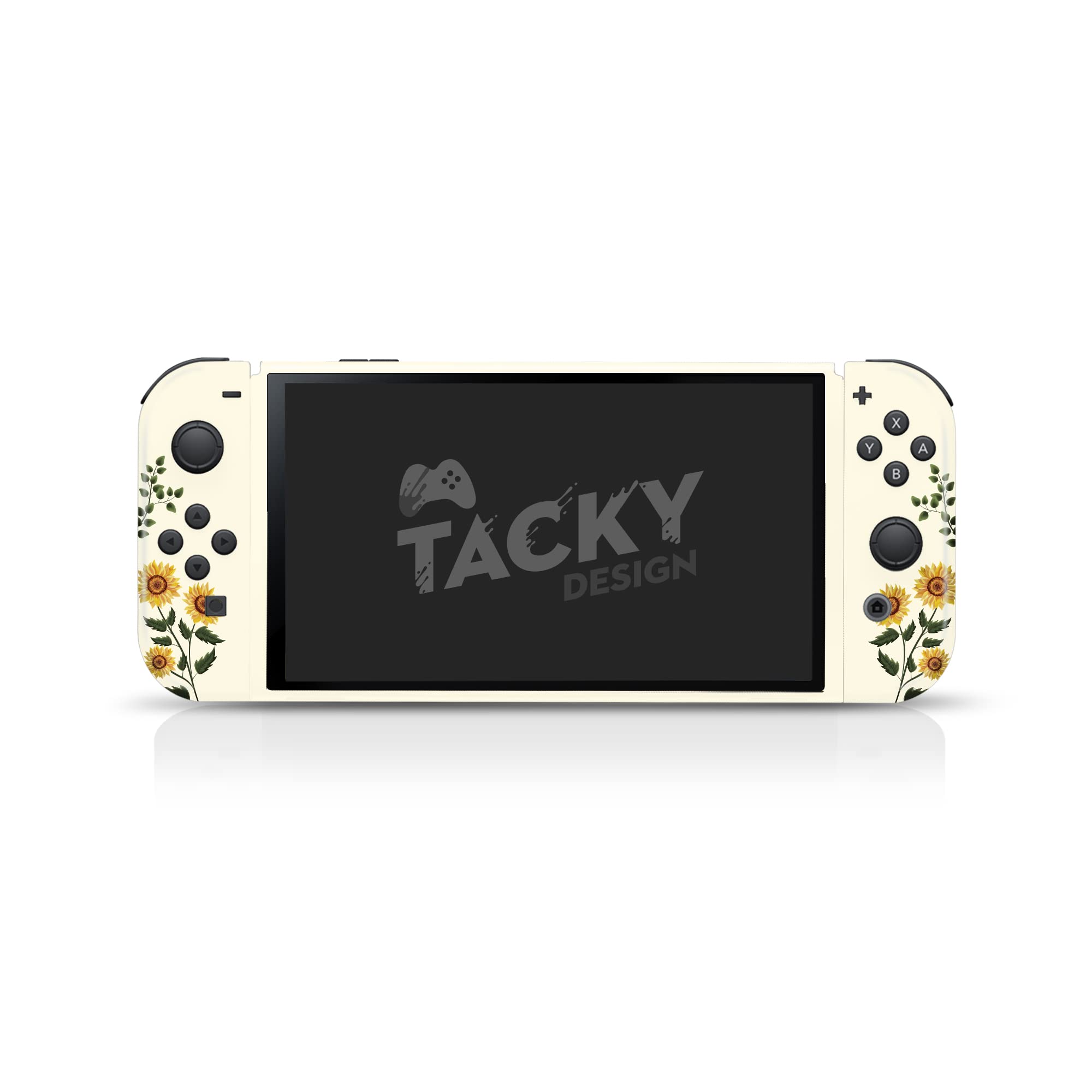 Tacky Design Sunflowers Skin Compatible with Nintendo Switch OLED Skin Wrap Cover, Off-White Skin for Nintendo Switch OLED Stickers, Premium Vinyl 3M Full Wrap Decal