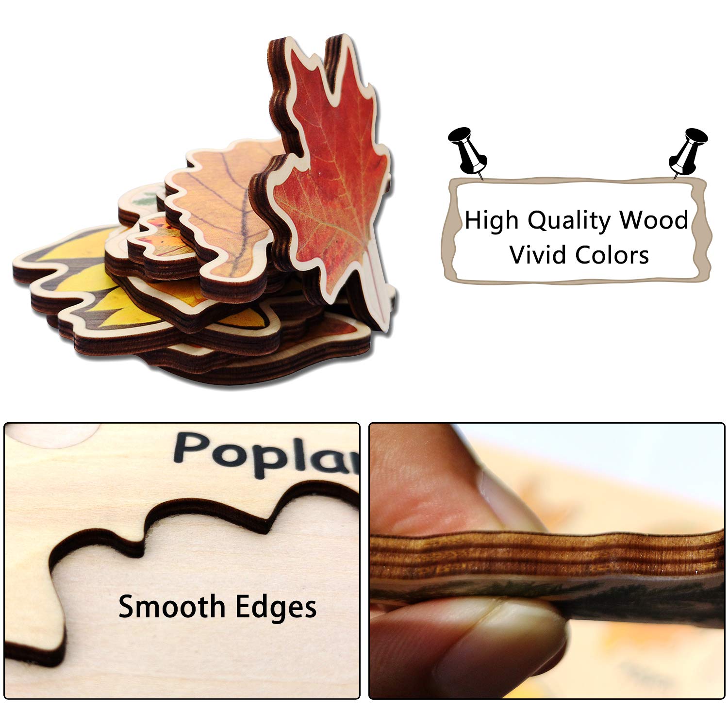 Leaf Wooden Jigsaw Puzzles Educational Learning Stem Toys Boys Girls Birthday Gift Colorful Shape