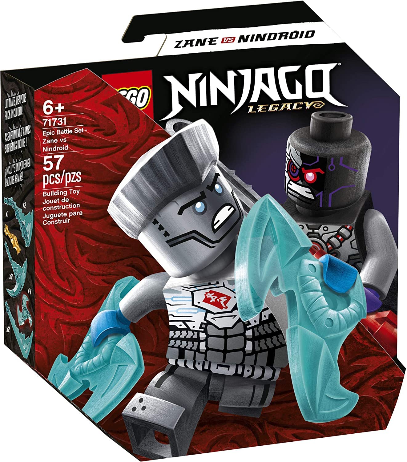 LEGO NINJAGO Epic Battle Set – Zane vs. Nindroid 71731 Building Kit; Ninja Toy Playset Featuring a Spinning Battle Toy, New 2021 (56 Pieces)