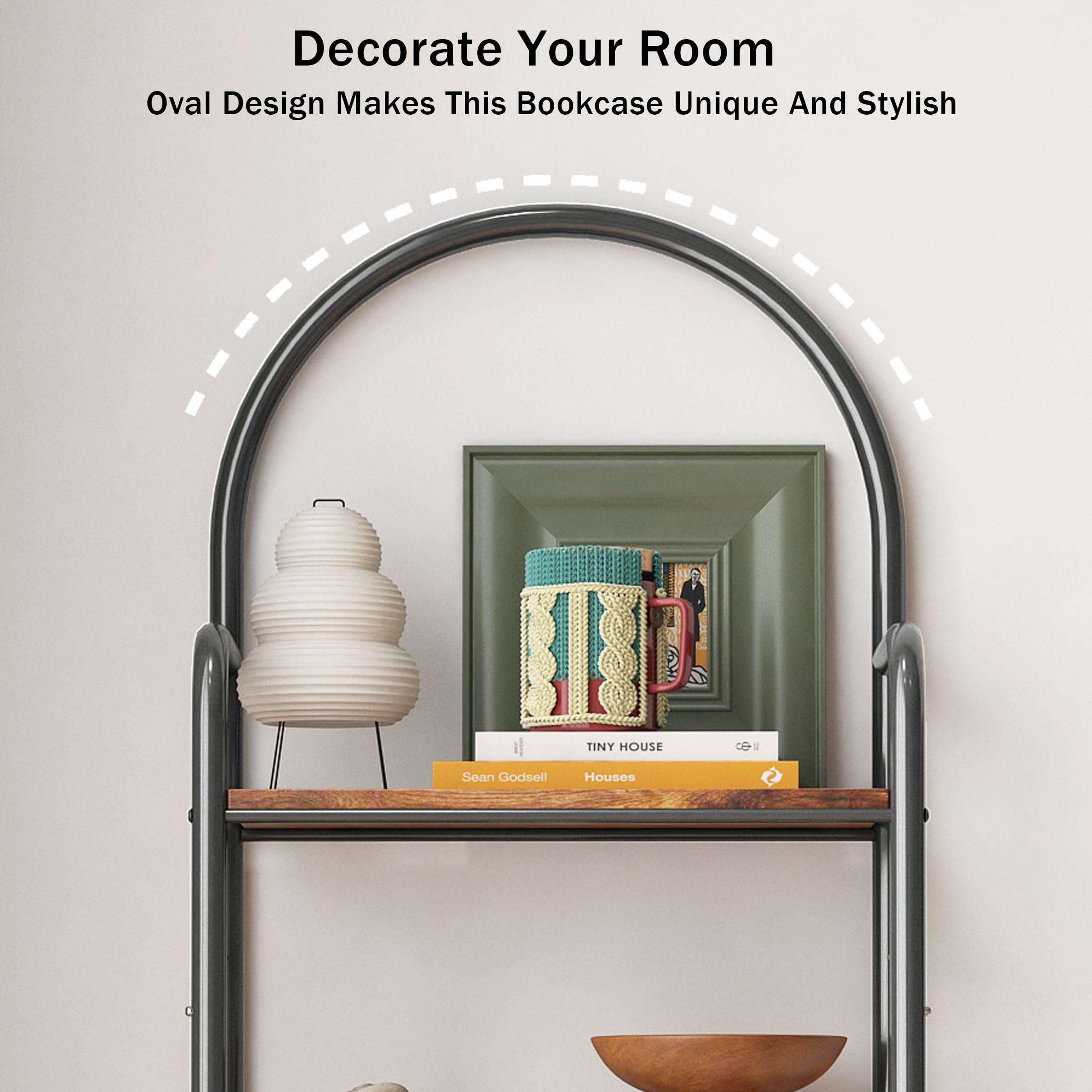 COVAOQD Book Shelf 5 Tier Slim Bookshelf Standing Shelf Slim Shelving Unit for Bedroom, Bathroom, Home Office