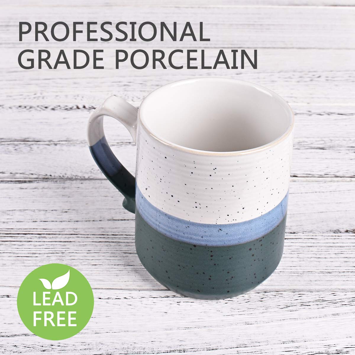 Bosmarlin Large Stoneware Coffee Mug, Big Tea Cup for Office and Home, 21 Oz, Dishwasher and Microwave Safe, 1 PCS (Dark Green)