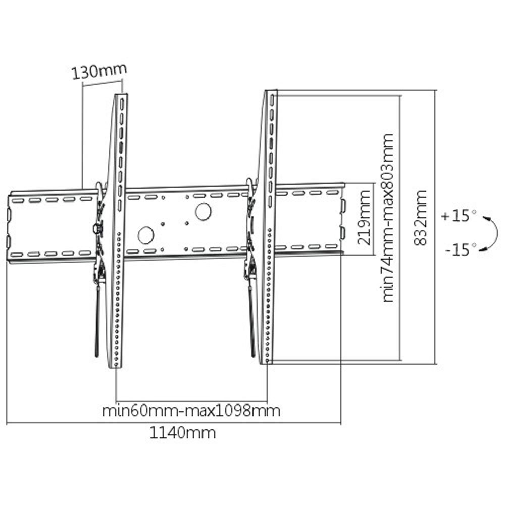 Black Adjustable Tilt/Tilting Wall Mount Bracket for NEC E905 90" inch LED Digital Signage