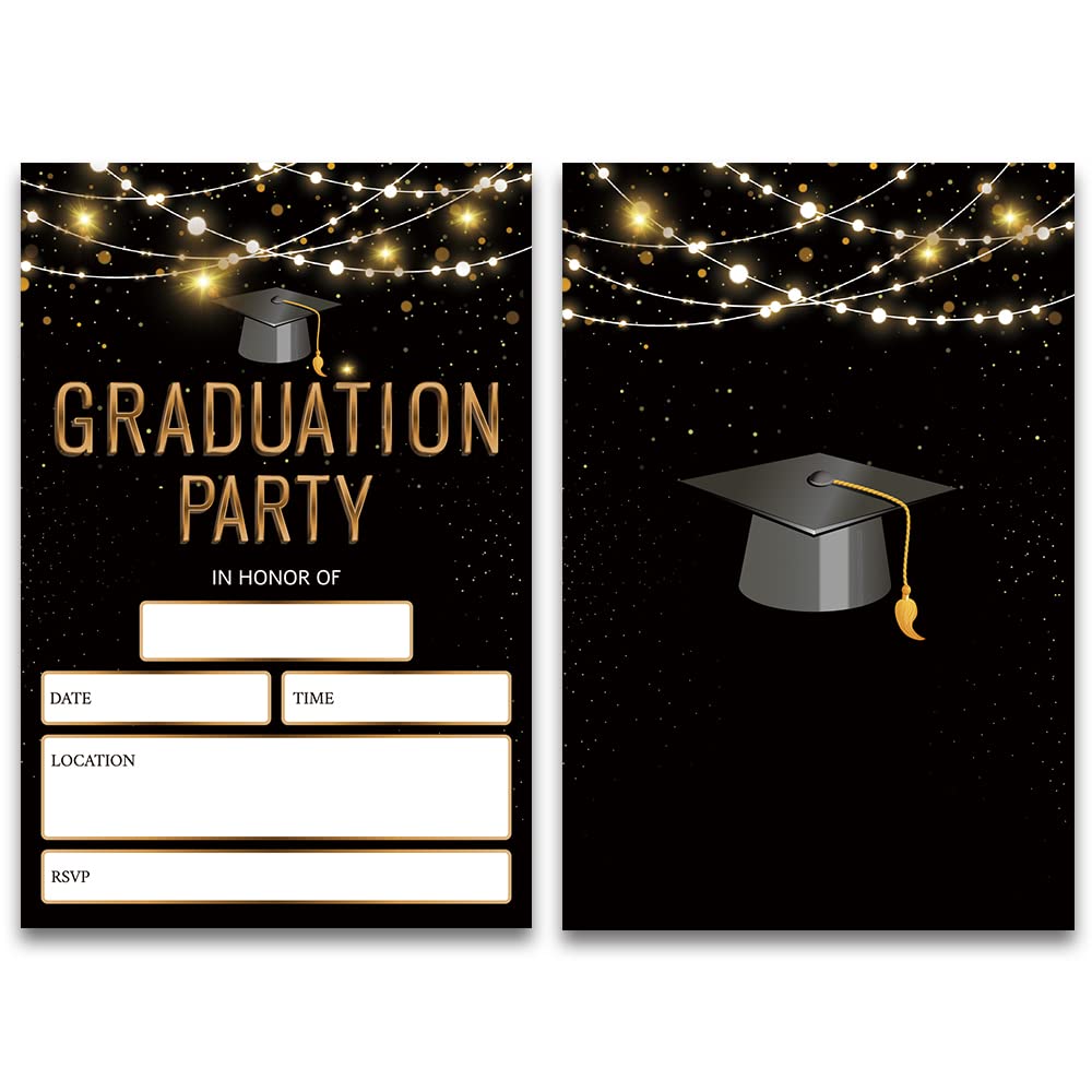 FujLoy 20 Cards with Envelopes, graduation party invitations 2024, 2024 College, High School, University Grad Celebration.(008)