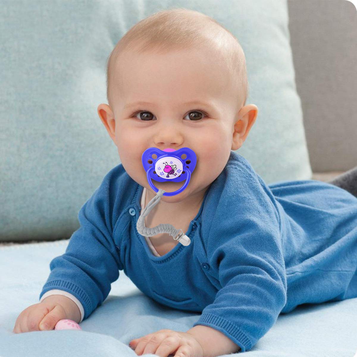 Baby Pacifier Holder for Boys and Girls, Teething Straps Unisex Design, Smoother Clip 100% Handmade Braided, Easy to Use for Teething Toy, (Pink)