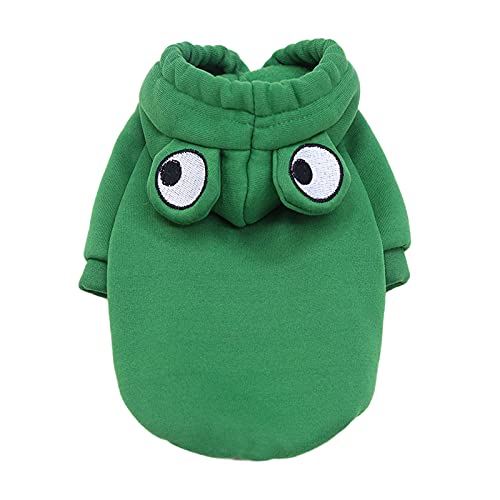 Dog Sweatshirts for Small Dogs Set Soft Fleece Vest Doggie Pullover Warm Jacket Love Velvet and Sweater Cats Two-Legged Pet Medium-Sized Pet Clothes (Small, Green)