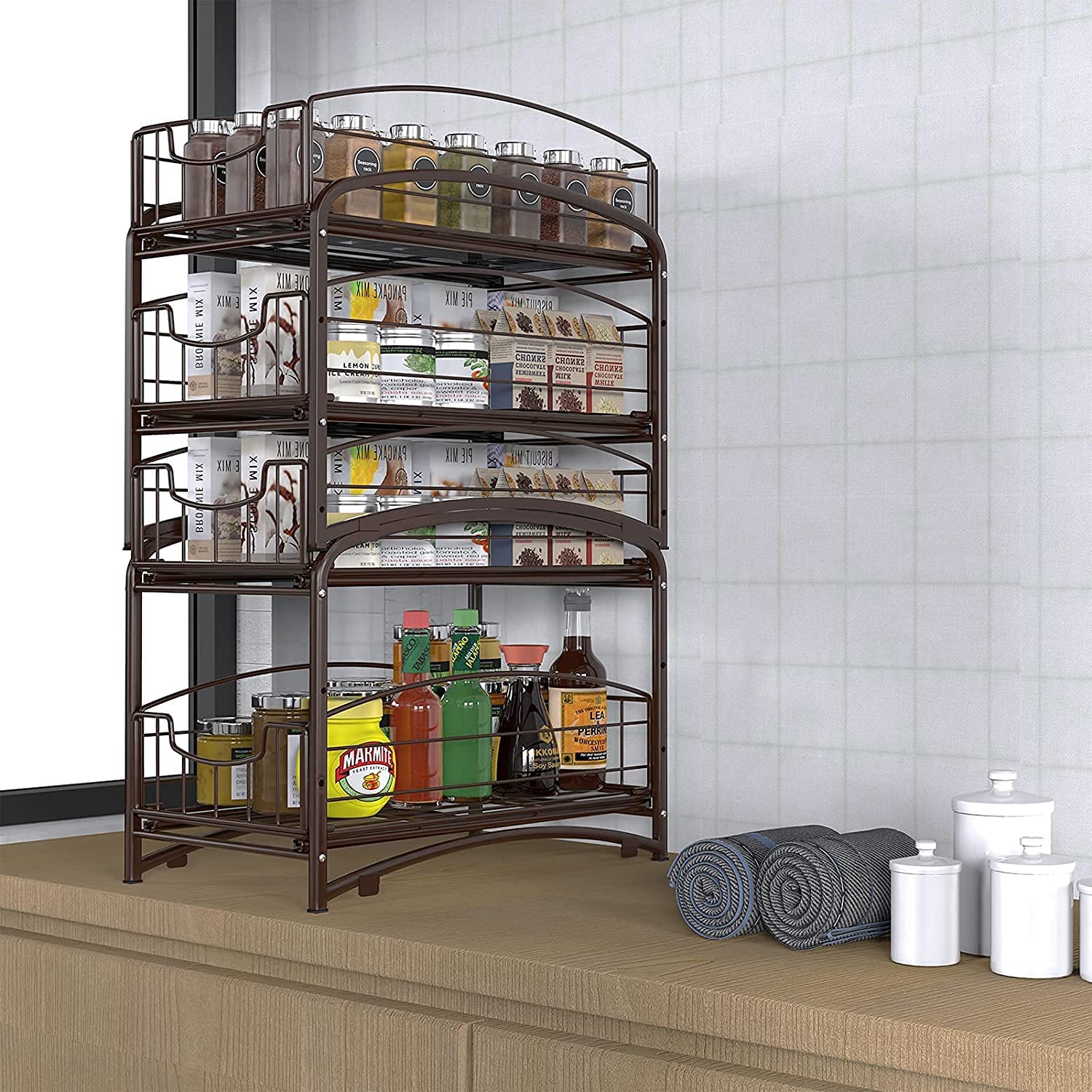 Bextcok Under Sink Organizers And Storage, 2 Tier Pull Out Under Sink Storage For Kitchen With Sliding Drawer, Metal Bathroom Cabinet Organizer Shelf, Pantry Organizers And Storage,Black