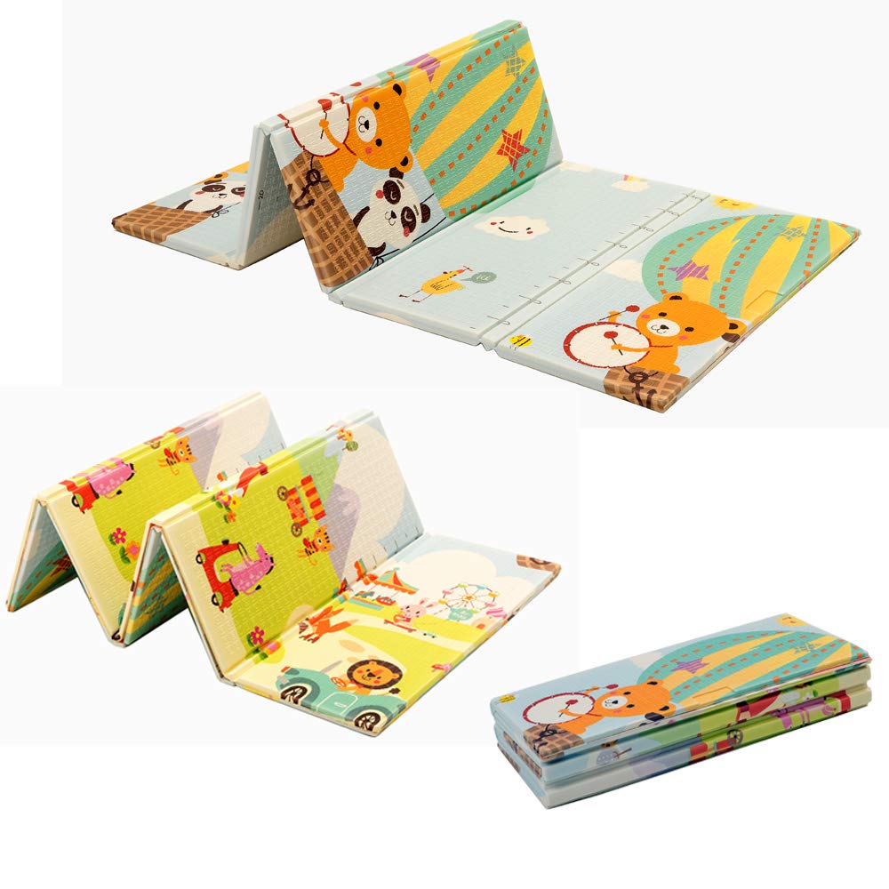 Baby Play Mat,Extra Large Baby Crawling Mat,Foldable & Reversible Foam Playmat,Non Toxic Padding Waterproof for Infants Toddlers(78x59x0.4 in)