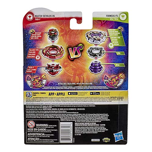 BEYBLADE Burst Rise Hypersphere Dual Pack Master Devolos D5 and Forneus F5-2 Right-Spin Battling Top Toys, Ages 8 and Up