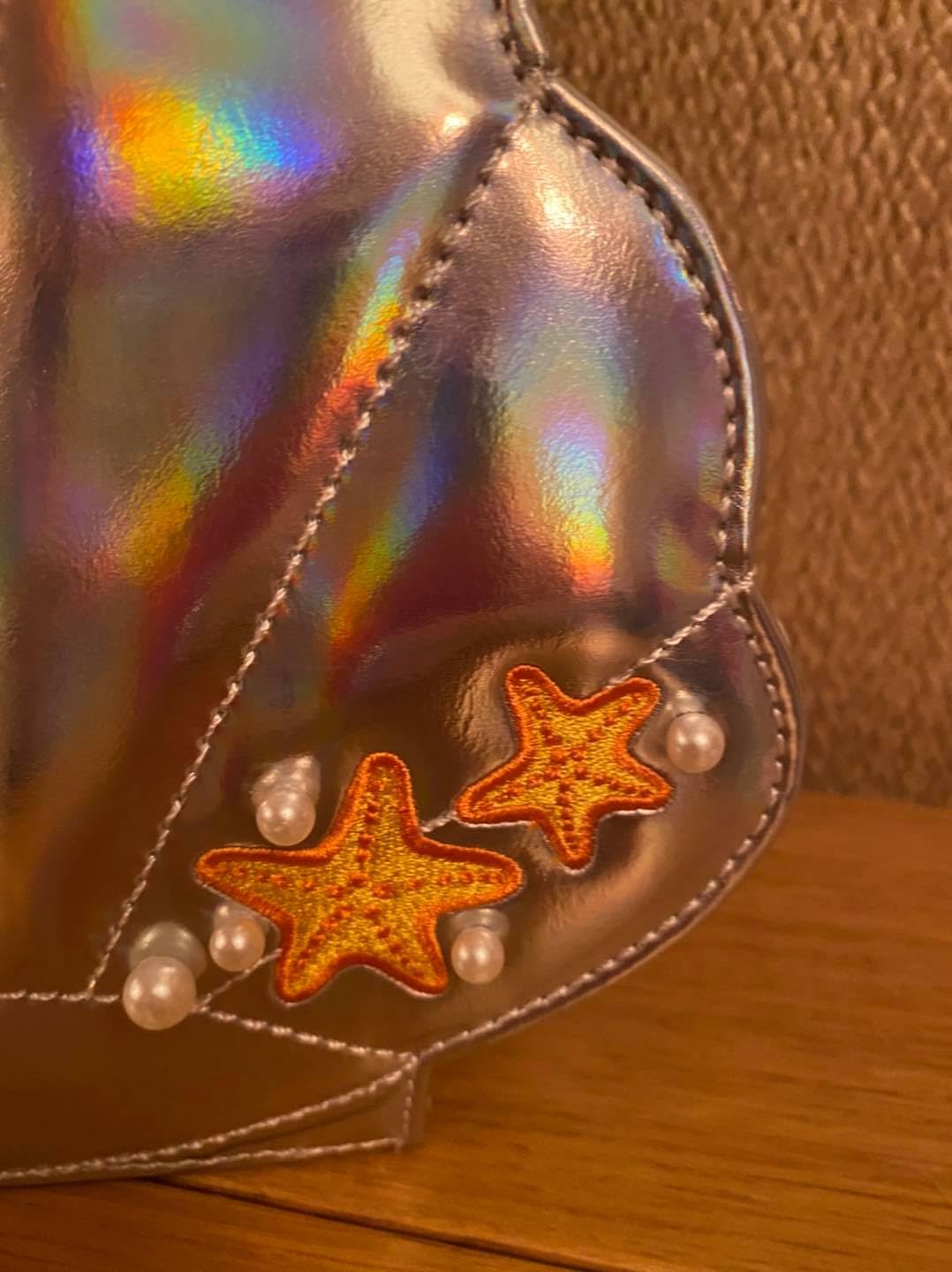 Lost Queen Women's Ariel Iridescent Shell Pearl Handbag Mermaid Crossbody Purse