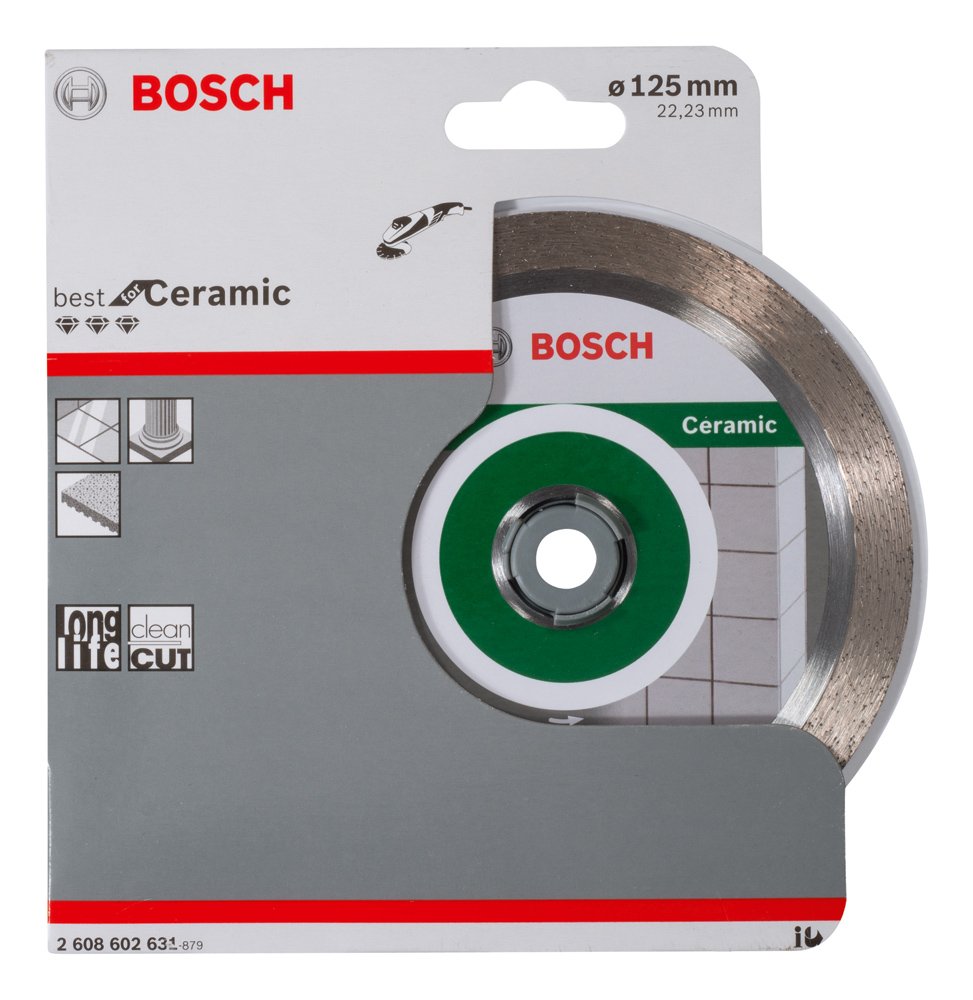 Bosch 2608602631 Diamond Cutting Disc Best for Ceramic, 125mm Ø, 22.23mm x 1.8mm x 10mm, Silver/Grey