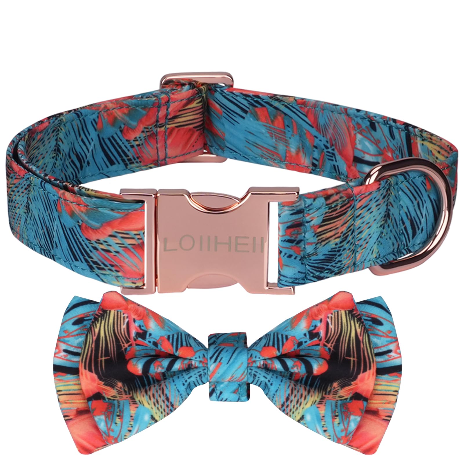 LOIIHEII Mothers' Day Dog Leash Match Dog Collar,Solid and Durable Dog Leash with Red Flowers,Leashes for Dog Training & Behavior aids for Small to Medium Dogs(S)