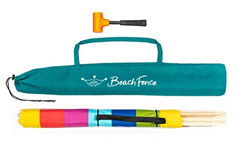 BEACH FENCE Premium 20 ft Beach Windscreen, Privacy Screen, Wind Blocker - Beach Colors, Free Rubber Mallet and Carry Bag Included