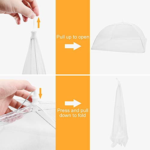 Pop-Up Mesh Screen Food Cover Tent Umbrella, SPANLA 8 Pack Food Cover Net for Outdoors, Screen Tents, Parties Picnics, BBQs, Reusable and Collapsible Reusable and Collapsible,17 Inches