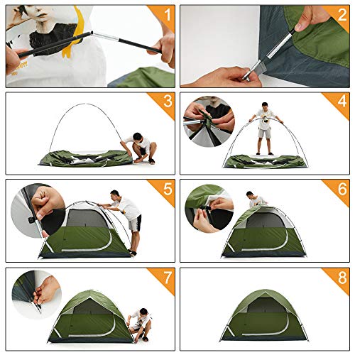AYAMAYA 2 Person Dome Tent for Camping, Hiking, Fishing - Lightweight, Compact, Easy Setup, Double Layer Mesh Windows for Superior Ventilation