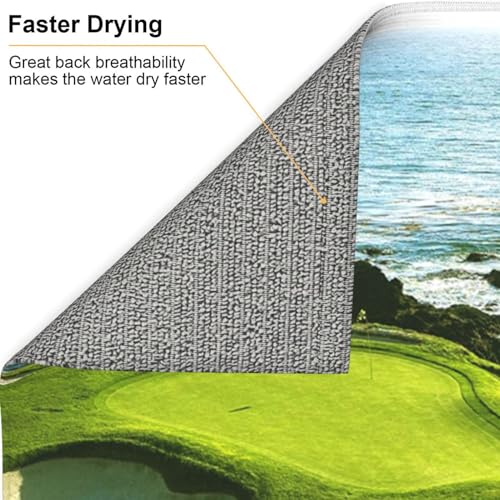 Beach Golf Course Printed Kitchen Dish Drying Mat, Ultraabsorbent Microfiber Dishesdrainer Mats By,Super Absorbent Dish Drying Pads Counter Mat 16" X 18"