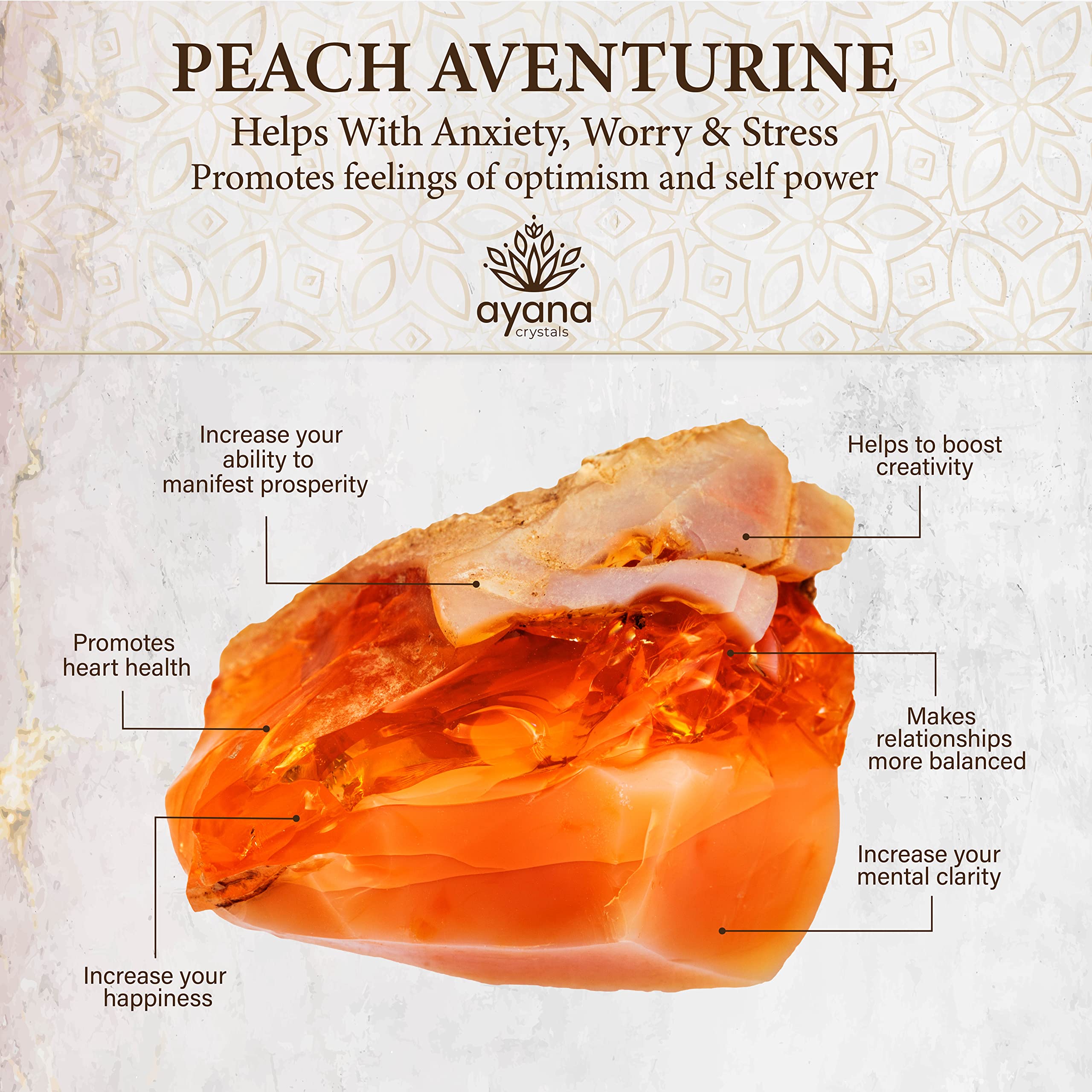 AYANA Pure Peach Aventurine Healing Crystal Pendant Necklace for Women | Authentic Gem for Prosperity, Health & Creativity |Silver Wire Wrap| Handmade with Ethically Sourced Raw Natural Real Gemstones