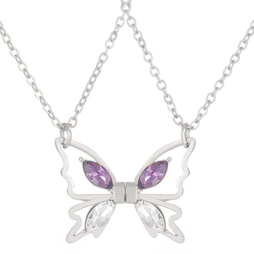 IPMIDZHI Friendship Necklace BFF Necklace for 2 Cute Matching Butterfly Pendant Best Friend Necklaces for Girls Women Friends Birthday Gifts
