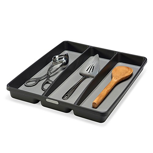 madesmart Classic Large Utensil Tray Soft Grip, Non-Slip Kitchen Drawer, Multi-Purpose Home Organization, BPA Free, Granite