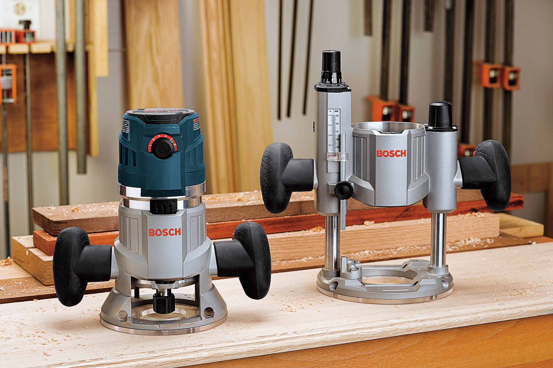 BOSCH MRC23EVSK Combination Router 15 Amp 2.3 Horsepower Corded Variable Speed Combination Plunge & Fixed-Base Router Kit with Hard Case | BOSCH RA1177AT 3-Piece Dust Extraction Hood Kit