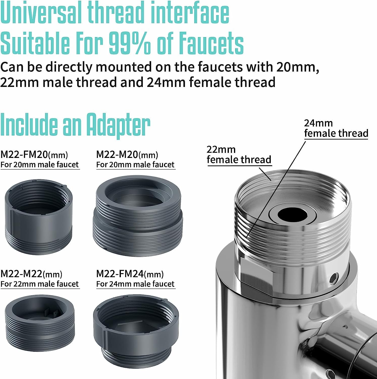 AVENHO 1080 Rotating Faucet Extender-8pcs Replace Water Filter, Splash Filter Sink, Brass Sink Faucet with 2 Water Outlet Modes for Kitchen/Bathroom Face/Washing Eye/Face