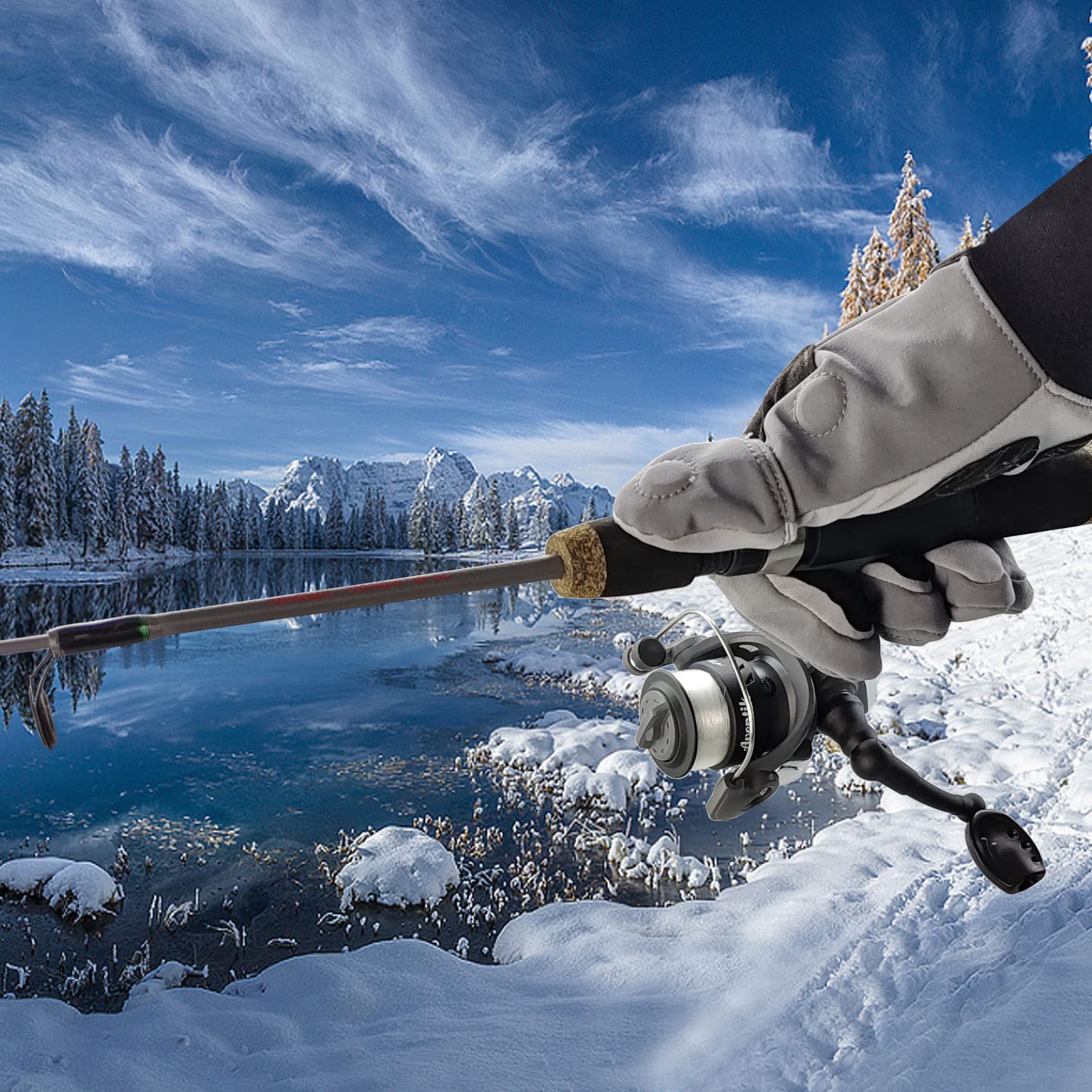 Aventik AW-100&300 Ice Fishing Reel Smooth Easy Line Through High Feet Design Graphite 5.2:1 Gear Ratio Powerful Ultra Light Ice Reel (AW-100)