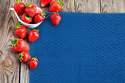 Oakias Kitchen Towels Blue (12 Pack, 16 x 26 Inches) β Cotton Kitchen Hand Towels β 450 GSM β Highly Absorbent & Quick Drying Dish Towels β Big Pop Weave