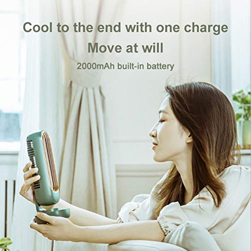 Novobey Retro Desk Fan, Mini Portable Fan Retro Double-Leaf Tower Fan USB Charging Cordless Personal Fan for Desktop Home Office Bedroom Camping Outdoor (pink)