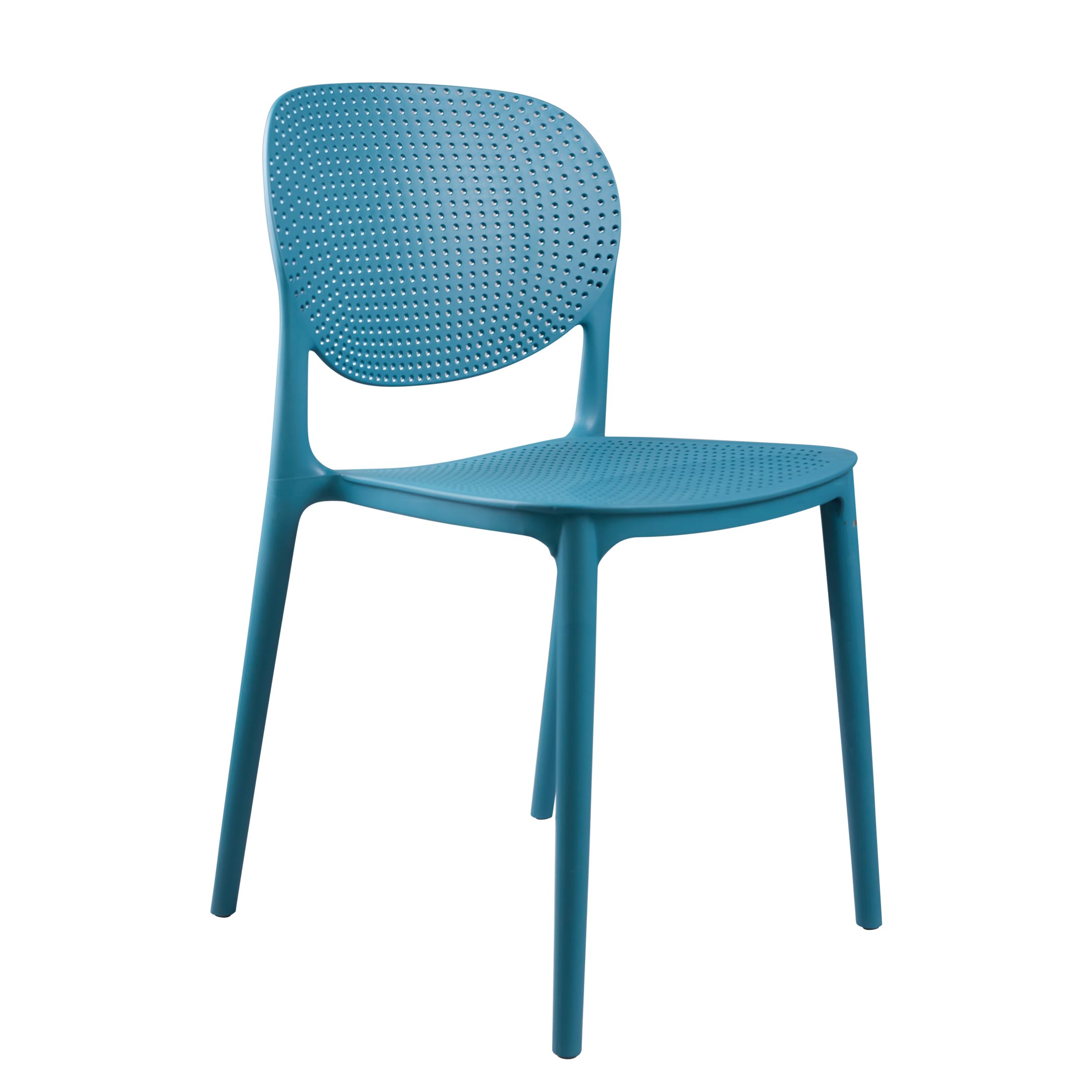 CozyBlock MESH Perforated Stackable Dining Chair for Both Indoor and Outdoor – Set of 4 (Teal Blue)