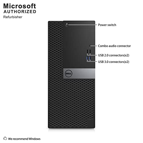 Dell OptiPlex 5040-T, Core i7-6700 3.4GHz, 16GB RAM, 480GB Solid State Drive, DVDRW, Windows 10 Pro 64bit, (Renewed)