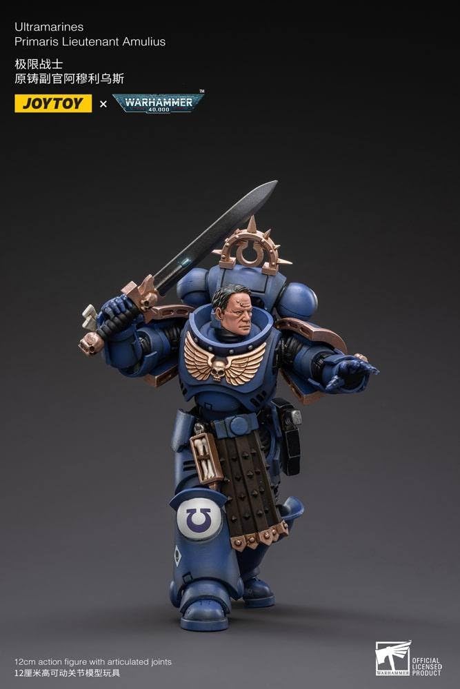BLOOMAGE JOYTOY (BEIJING) TECH Warhammer 40K: Ultramarines Primaris Lieutenant Amulius 1:18 Scale Action Figure, Multi