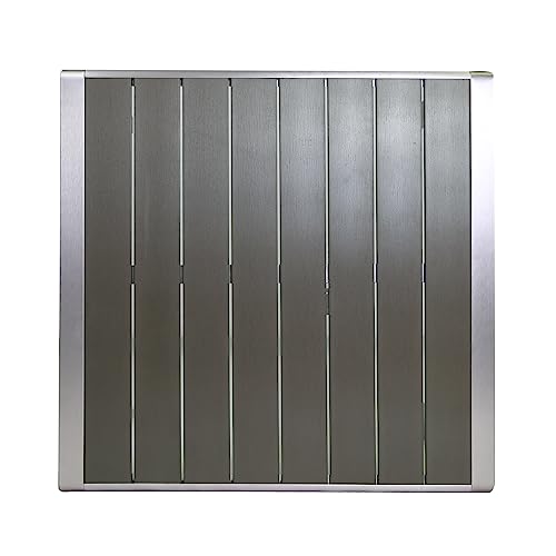 Christopher Knight Home Louie Coral Outdoor Dining Anodized Aluminum-Faux Wood Table Top-Square Gray-35, Silver + Gray