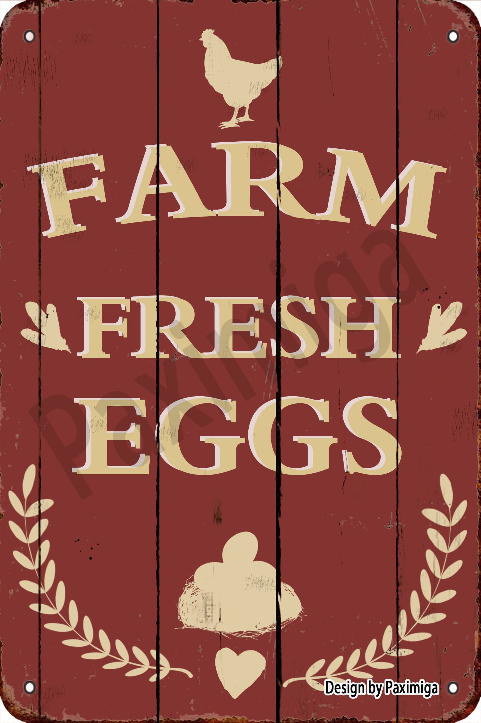 Paximiga Farm Fresh Eggs 8X12 Inch Metal Vintage Look Decoration Art Sign for Home Kitchen Bathroom Farm Garden Garage Inspirational Quotes Wall Decor