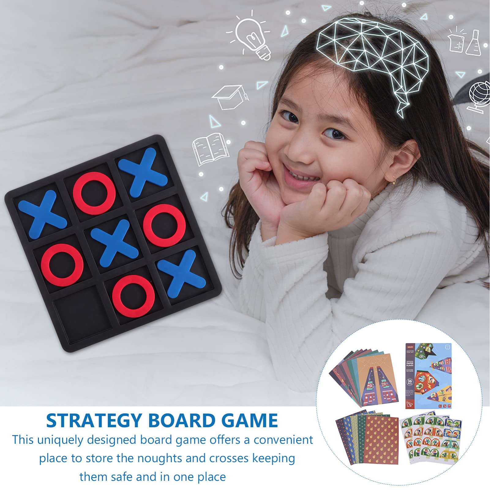 Toe Game Board 2 Boxes Noughts and Crosses Game Kids Toe Game Strategy Board Game for Kids Adult