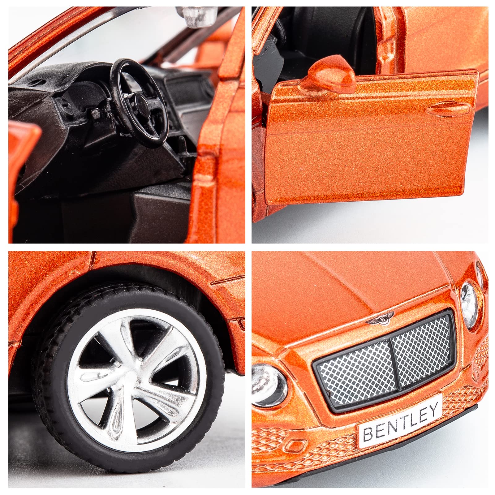 BDTCTK Compatible for 1:45 Bentley Bentayga Model Car, Zinc Alloy Pull Back Toy Car for Kids Boy Girl Orange