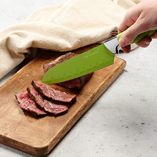 Chef Essential Carbon Steel Culinary Knife Set – 6-Piece Sharp Knife Set – Meat, Veggie, Bread Knife Set – Nonstick Chef Knife Cooking Knives – Professional Sharp Kitchen Knife Set Without Block