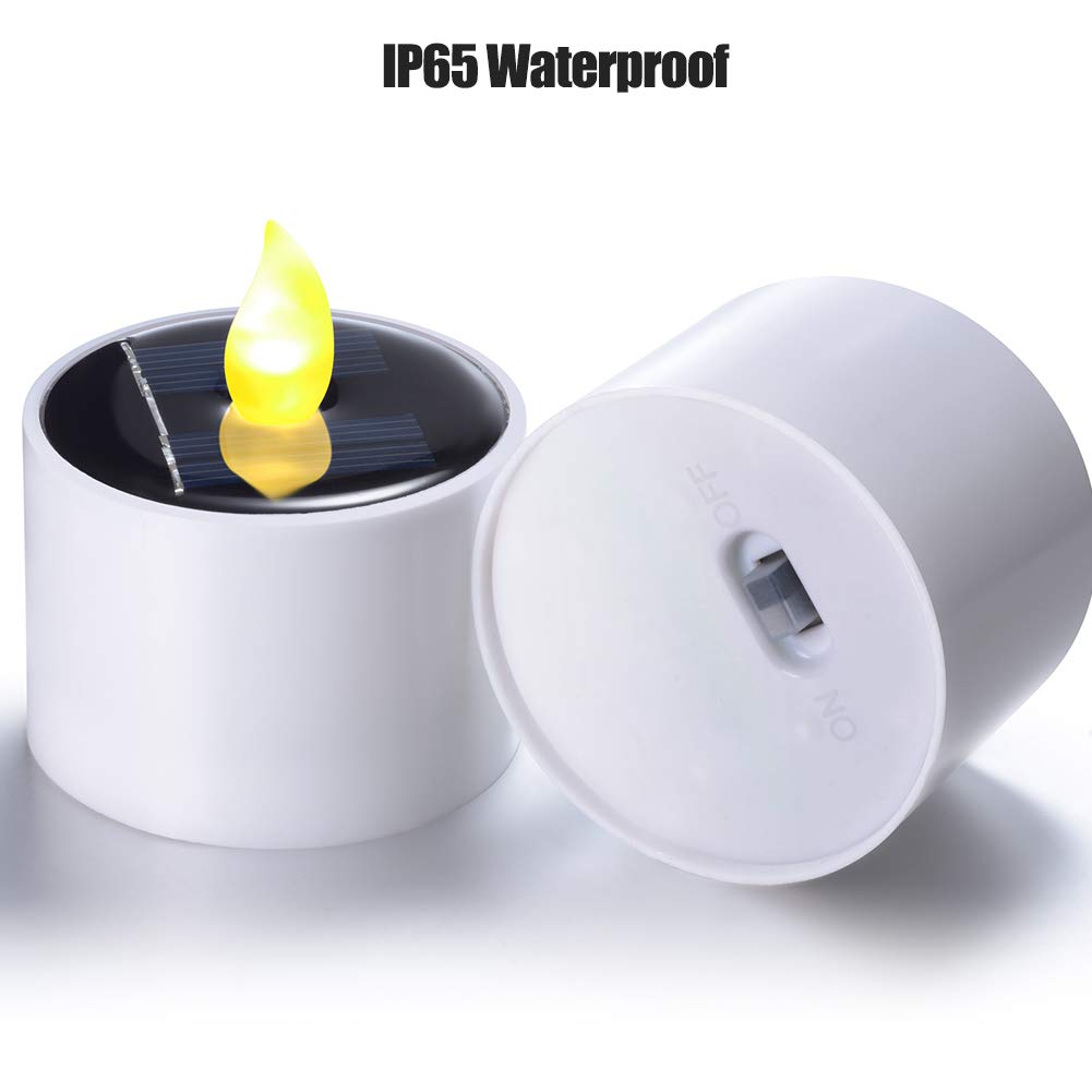 PChero 6pcs Solar Candles Outdoor Waterproof, Rechargeable LED Flameless Votive Pumpkin Tea Lights with Dusk to Dawn Sensor for Lantern Garden Camping Party Home Decor