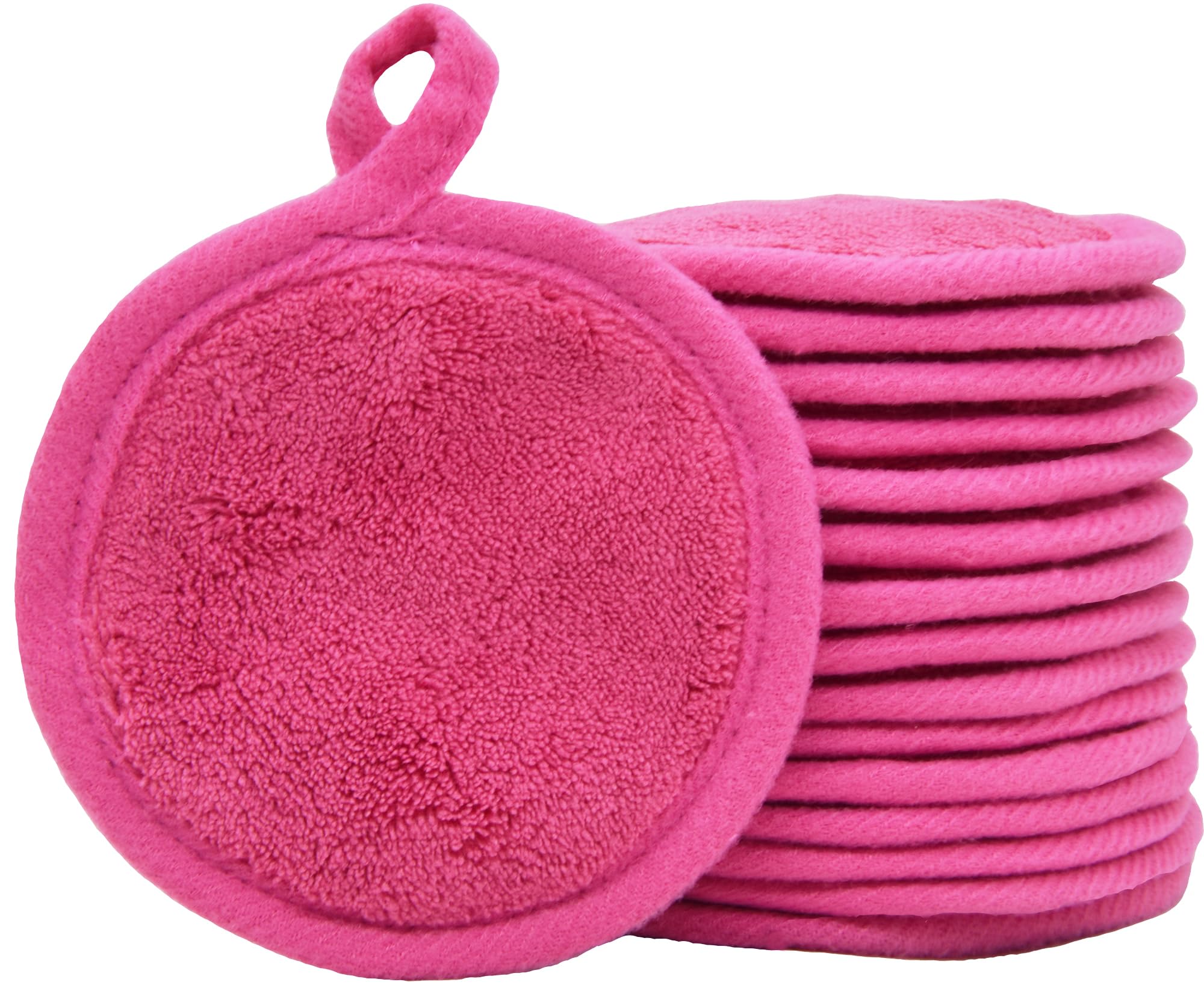 BloomSesame Reusable Makeup Remover Pads 16 Pack Microfiber Cleansing Facial Rounds Wipes Face, Eyes, Lips(3.5inch, grey)