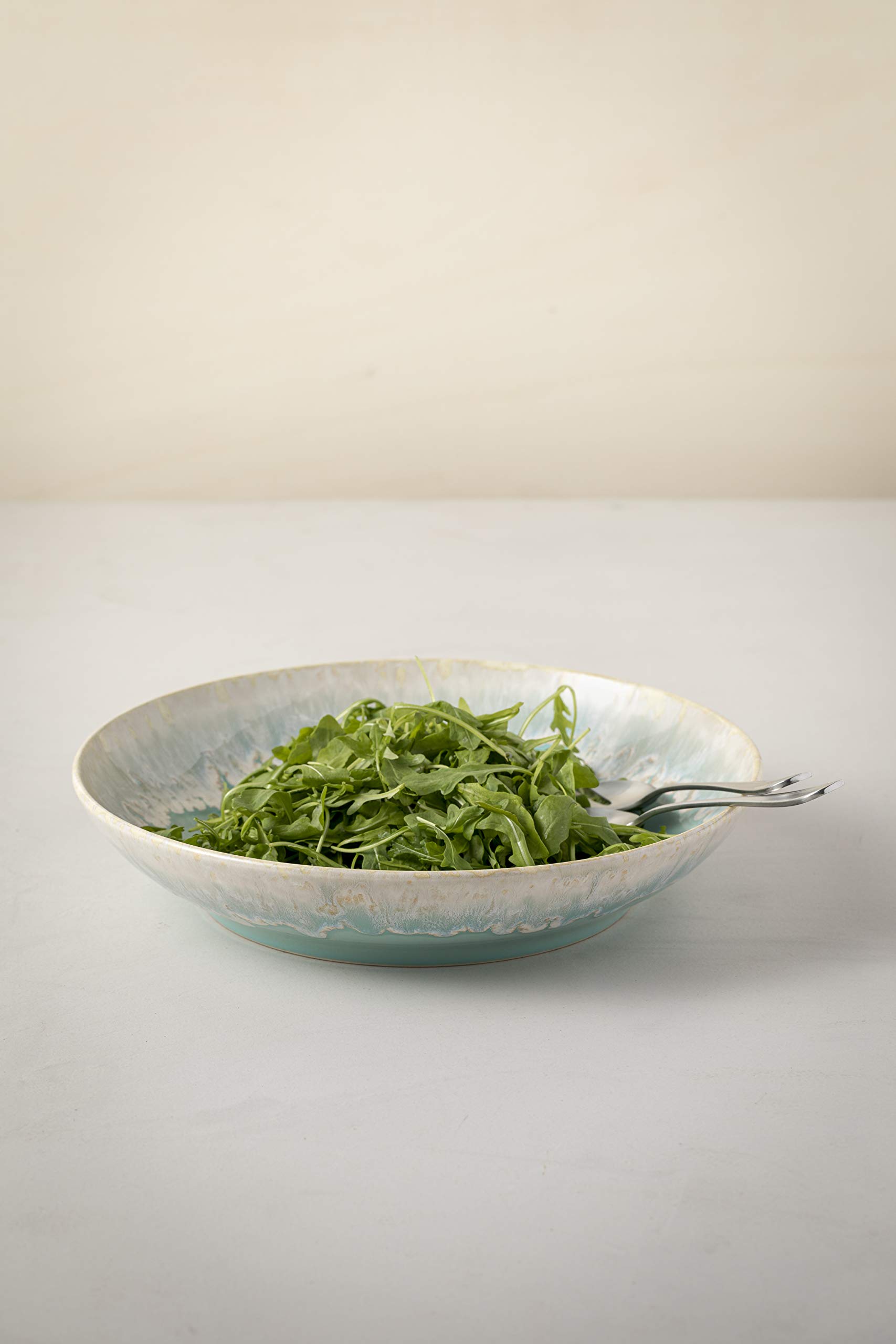 Casafina Ceramic Stoneware 13'' Pasta Serving Bowl - Taormina Collection, Aqua | Microwave & Dishwasher Safe Dinnerware | Food Safe Glazing | Restaurant Quality Tableware