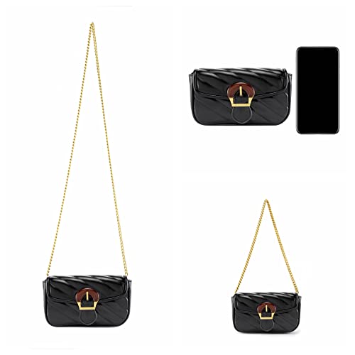 Ayliss Mini Women Crossbody Handbag Purse Shoulder Handbag Evening Clutch Cellphone Wallet PU Leather Chain Bag (Black, Mini)