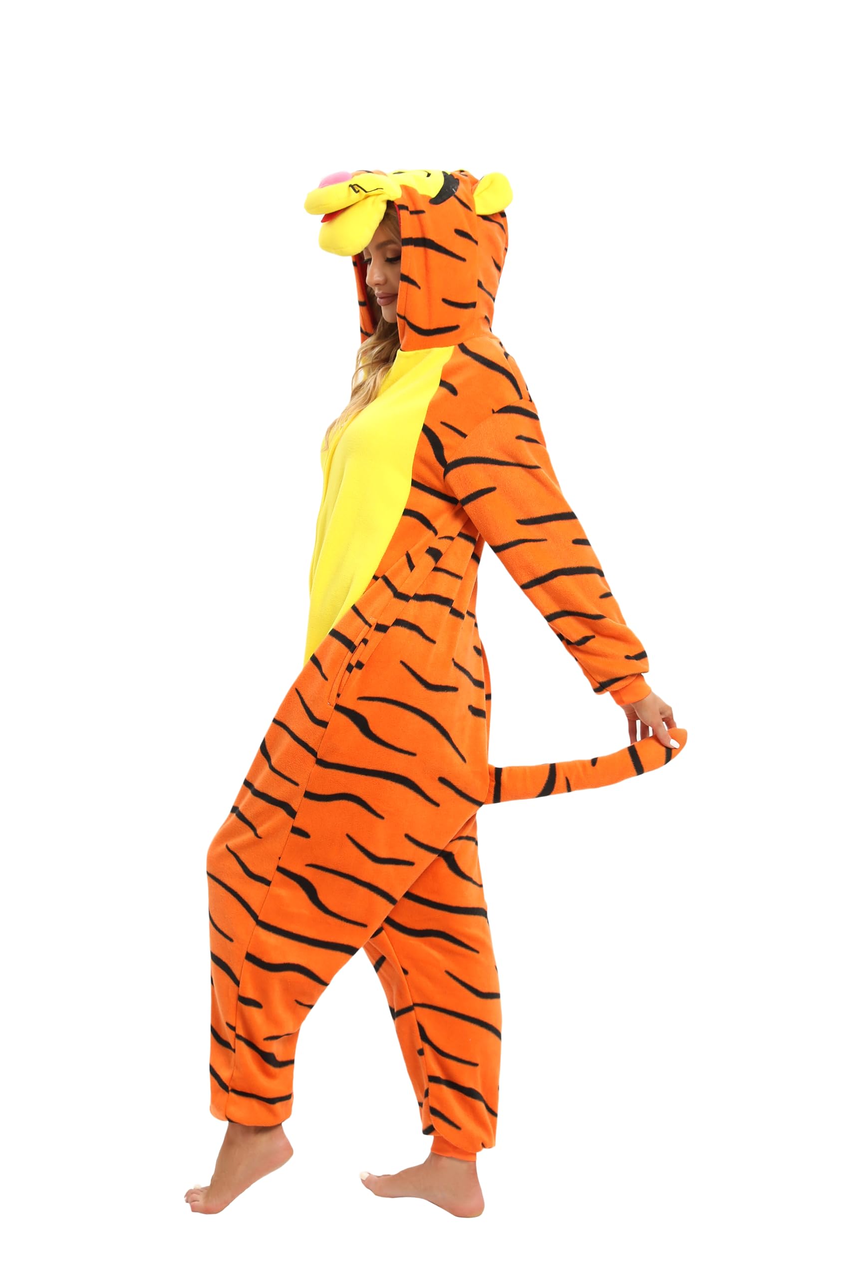 BGOKTA Halloween Animal Onesie Pajamas for Adults Stitch Costume Cosplay Homewear One Piece