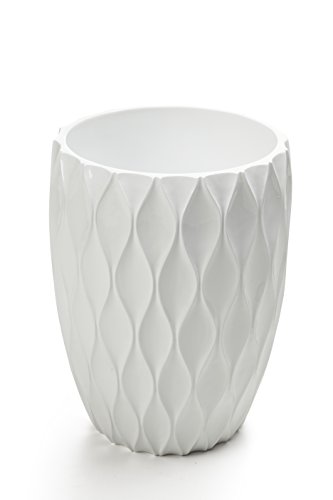 Roselli Trading Company Wave Collection Wastebasket, White