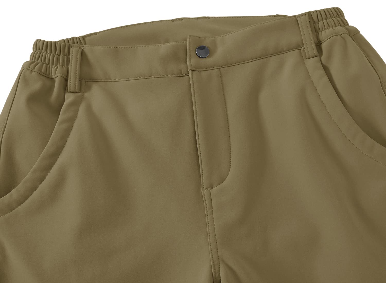 BGOWATU Women's Winter Hiking Pants Fleece Lined Waterproof Windproof Snow Insulated Pants with 6 Pockets Khaki L