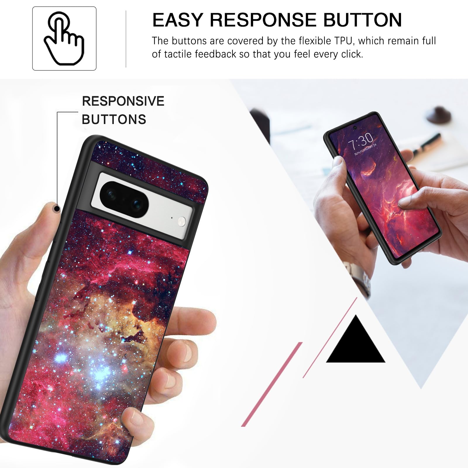 BENTOBEN for Google Pixel 7 Case, Slim Fit Glow in The Dark Hybrid Hard PC Soft TPU Bumper Drop Protective Girls Women Men Phone Cover for Google Pixel 7 6.3", Nebula/Galaxy