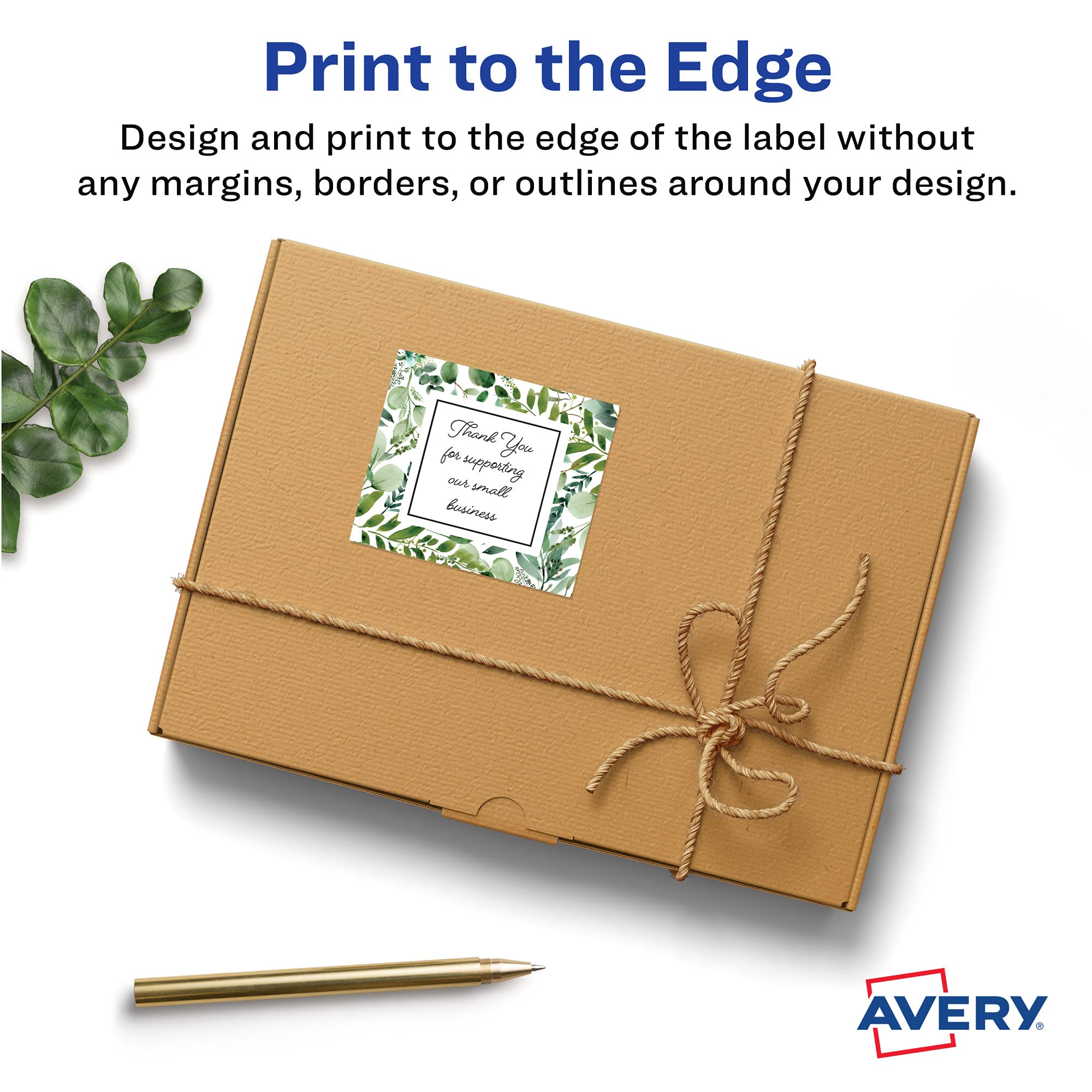 Avery Matte White Square Labels with Sure Feed, 2" x 2", 300 Matte White Printable Labels