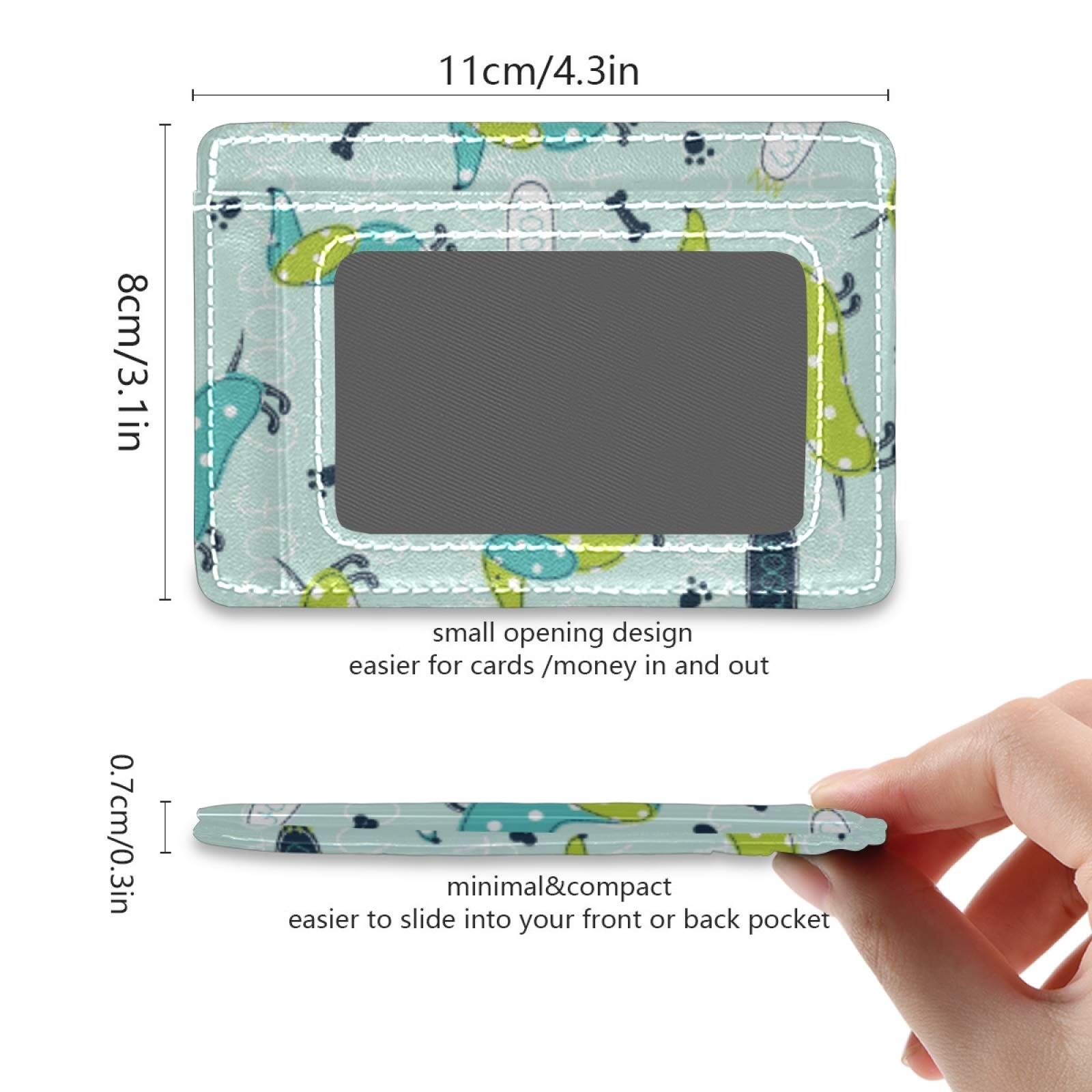 Linomo Thin leather Card Holder and Money Clip Cute Dachshunds Dog Wallet RFID Blocking for Men & Women