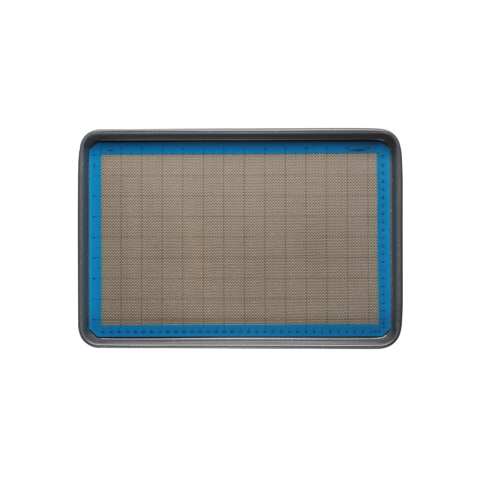 CasaWare 3pc Ultimate Commercial Weight 15 x 10 x 1-inch Cookie Sheet/Cooling Grid/Silicone Mat Bakeware Set (Silver Granite)