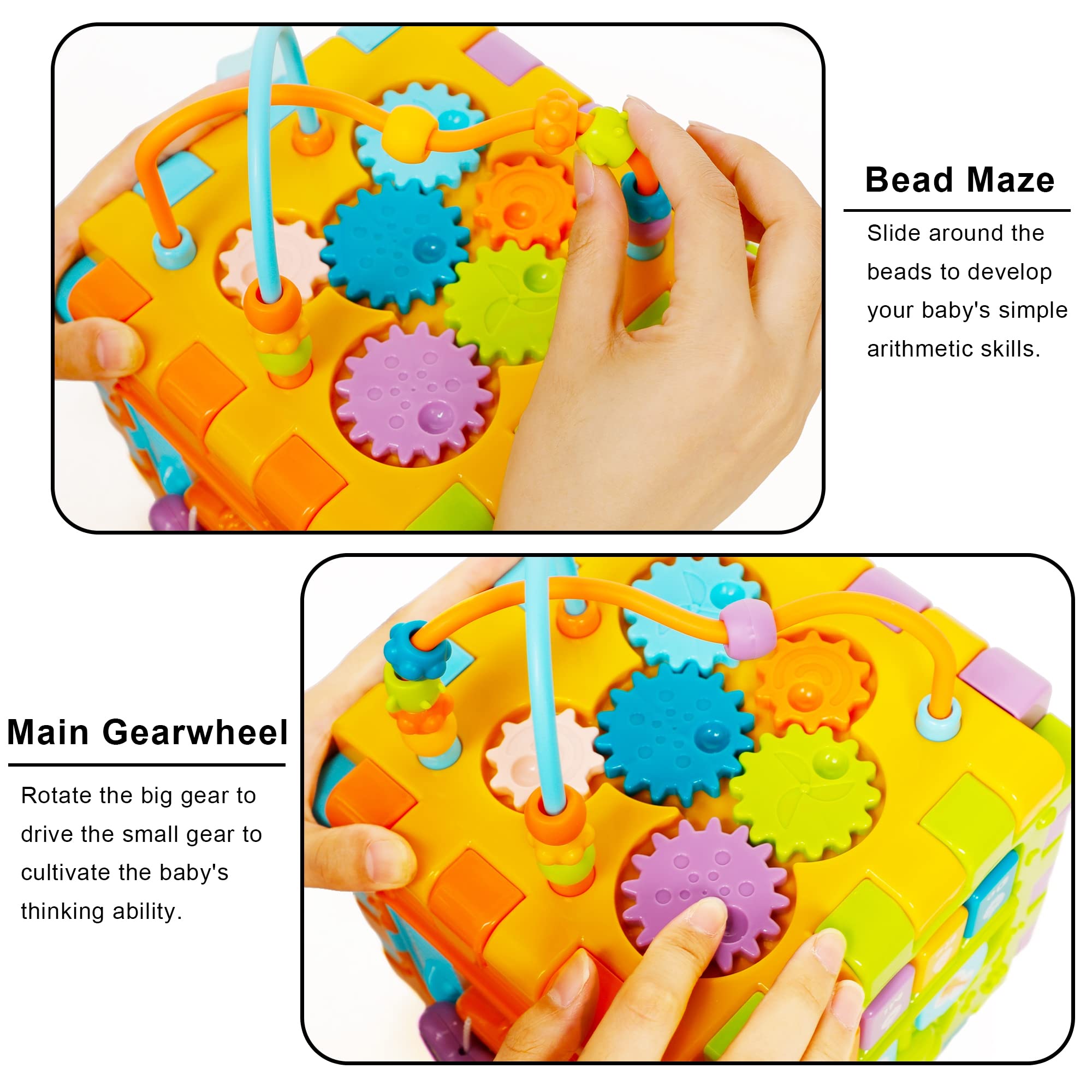 Lulu Home Toddler Activity Cube, 6-in-1 Learning Activity Center Play Square with Musical Toys, Multi Purpose Educational Toys Birthday for Kids 18 Months and Up